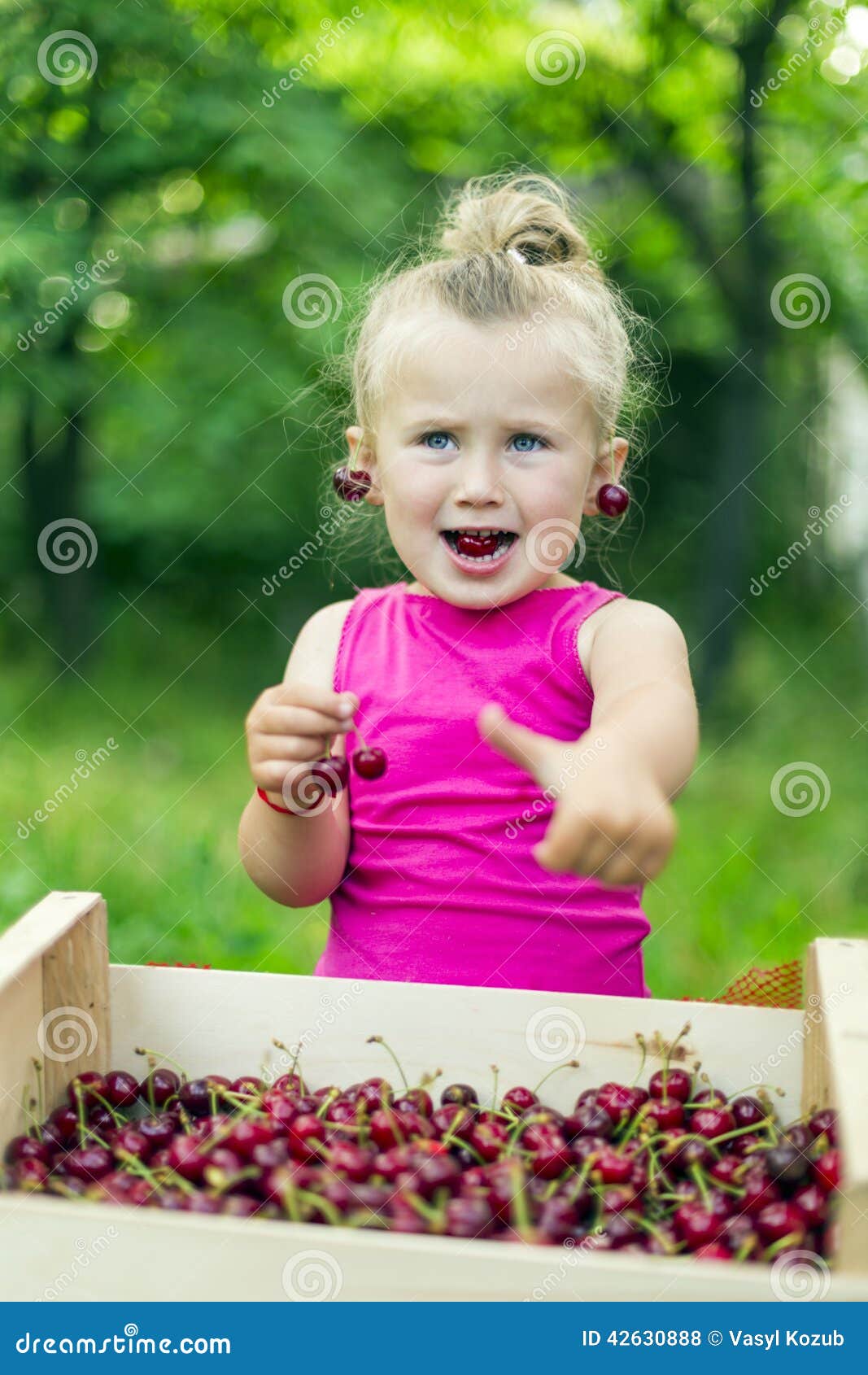 Child eating cherries stock photo. Image of cheerful - 42630888