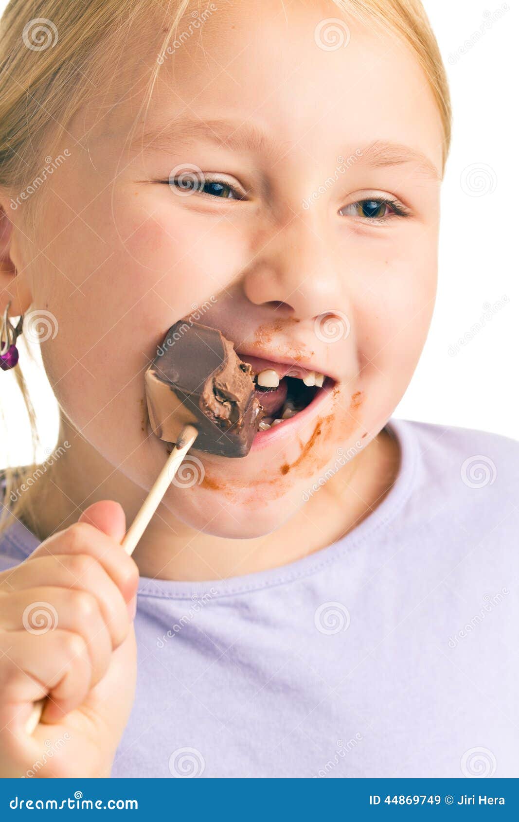 Child Eating Chocolate Lollipop Stock Image - Image of messy, people ...