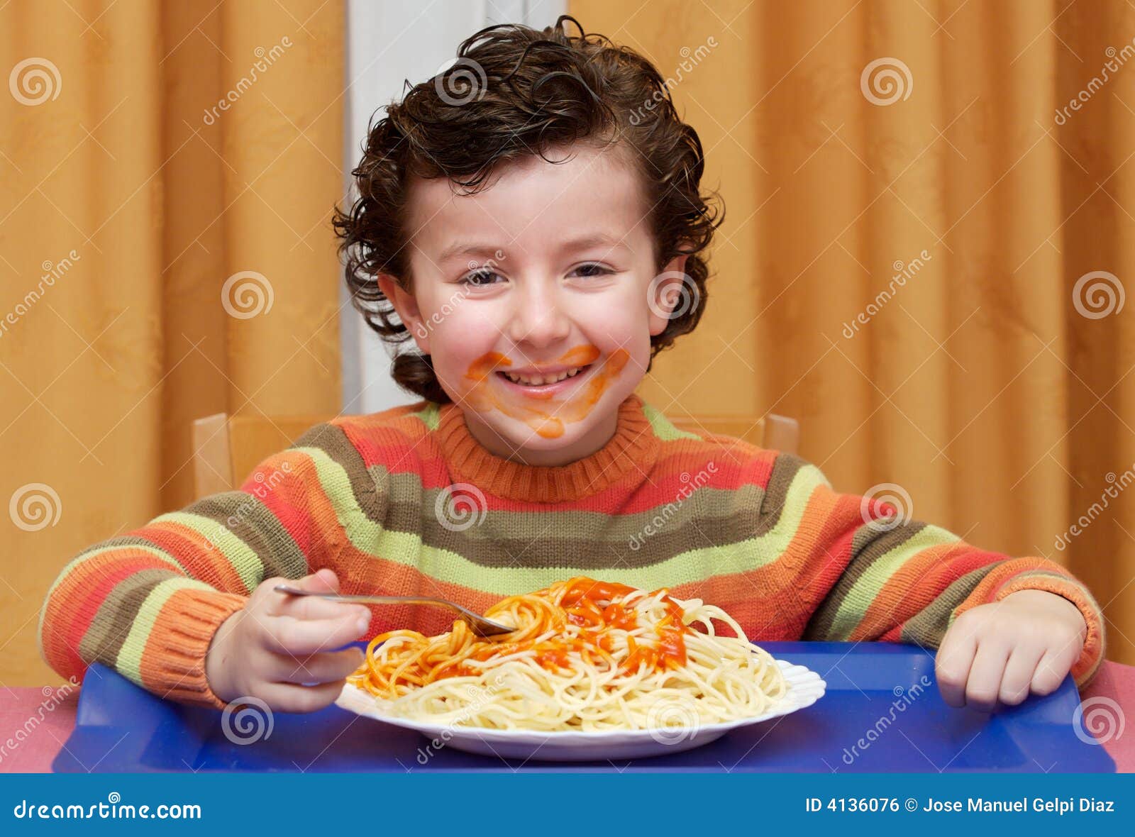 Child eating in his house stock photo. Image of concept - 4136076