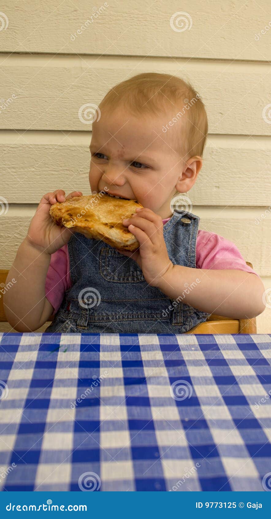 Child Eating Homemade Bread Stock Image - Image of girl, gobbling: 9773125