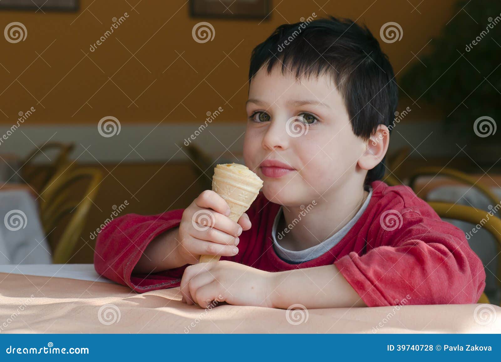 Child eating ice cream stock photo. Image of cafe, young - 39740728