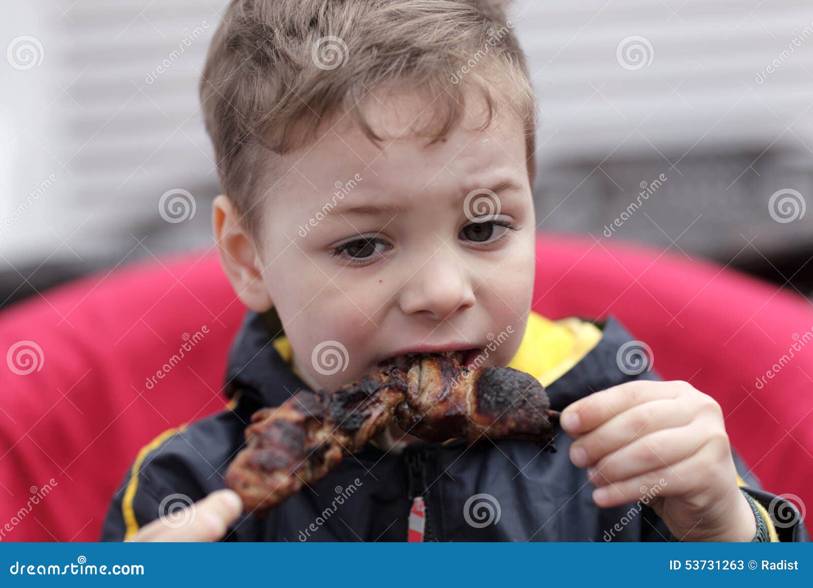 Child Eating Kebab on a Skewer Stock Image - Image of human, hungry ...