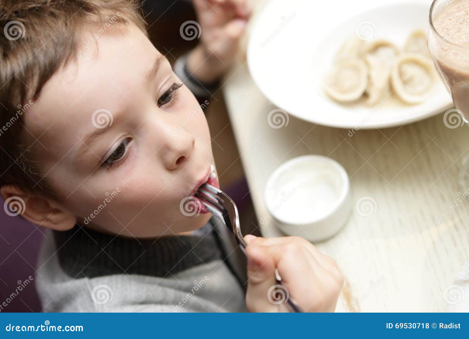Child Eating Meat Dumplings Stock Photo - Image of human, fast: 69530718