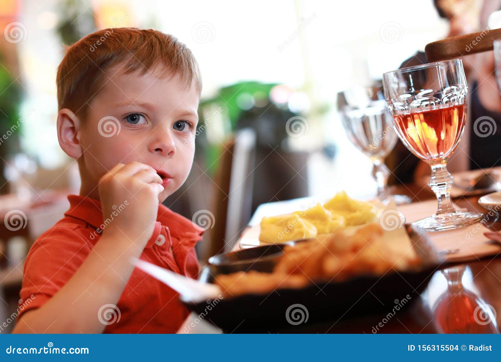 Child Eating Snacks in Restaurant Stock Photo - Image of lifestyle ...