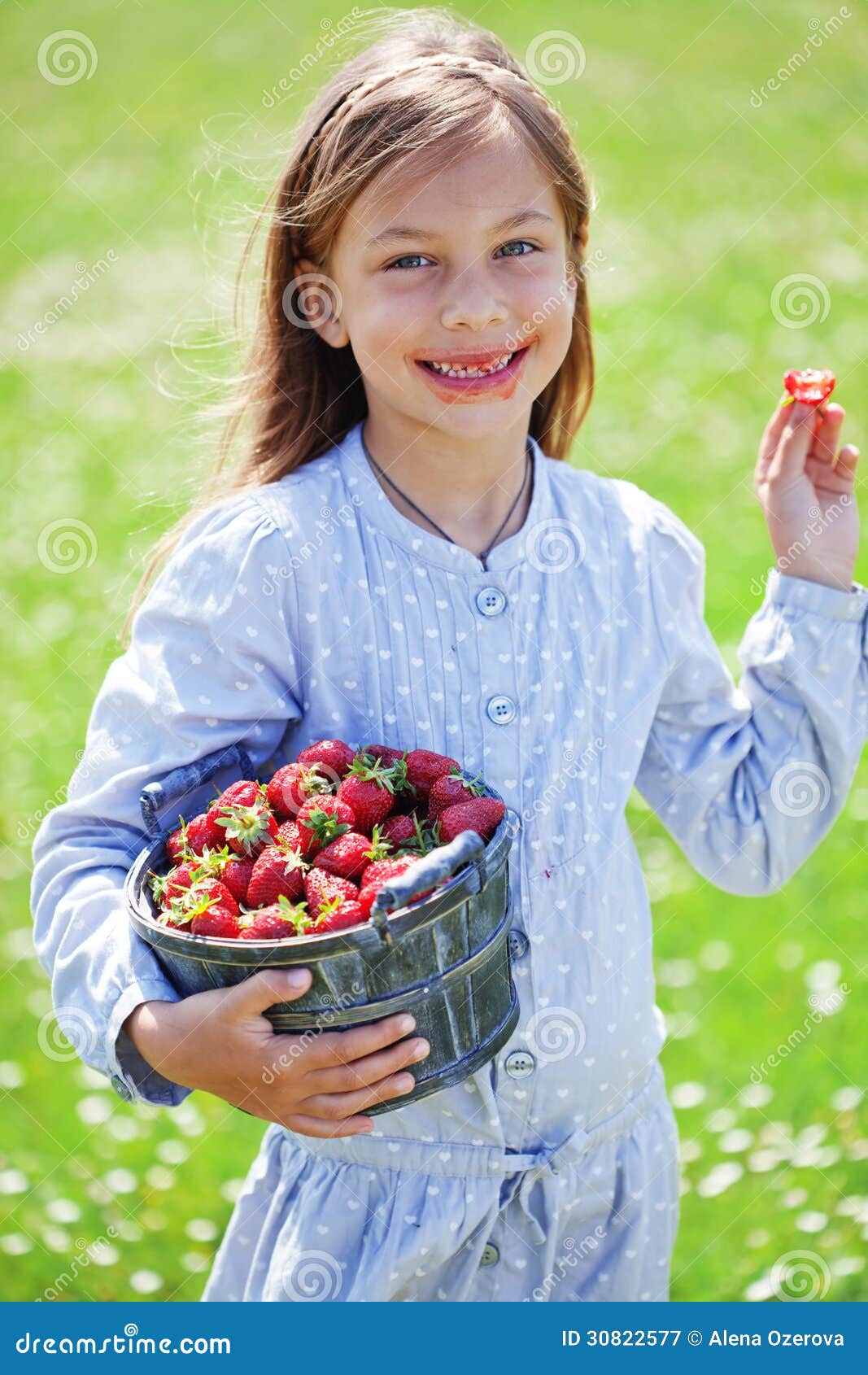 Child Eating Strawberries in a Field Stock Image - Image of countryside ...
