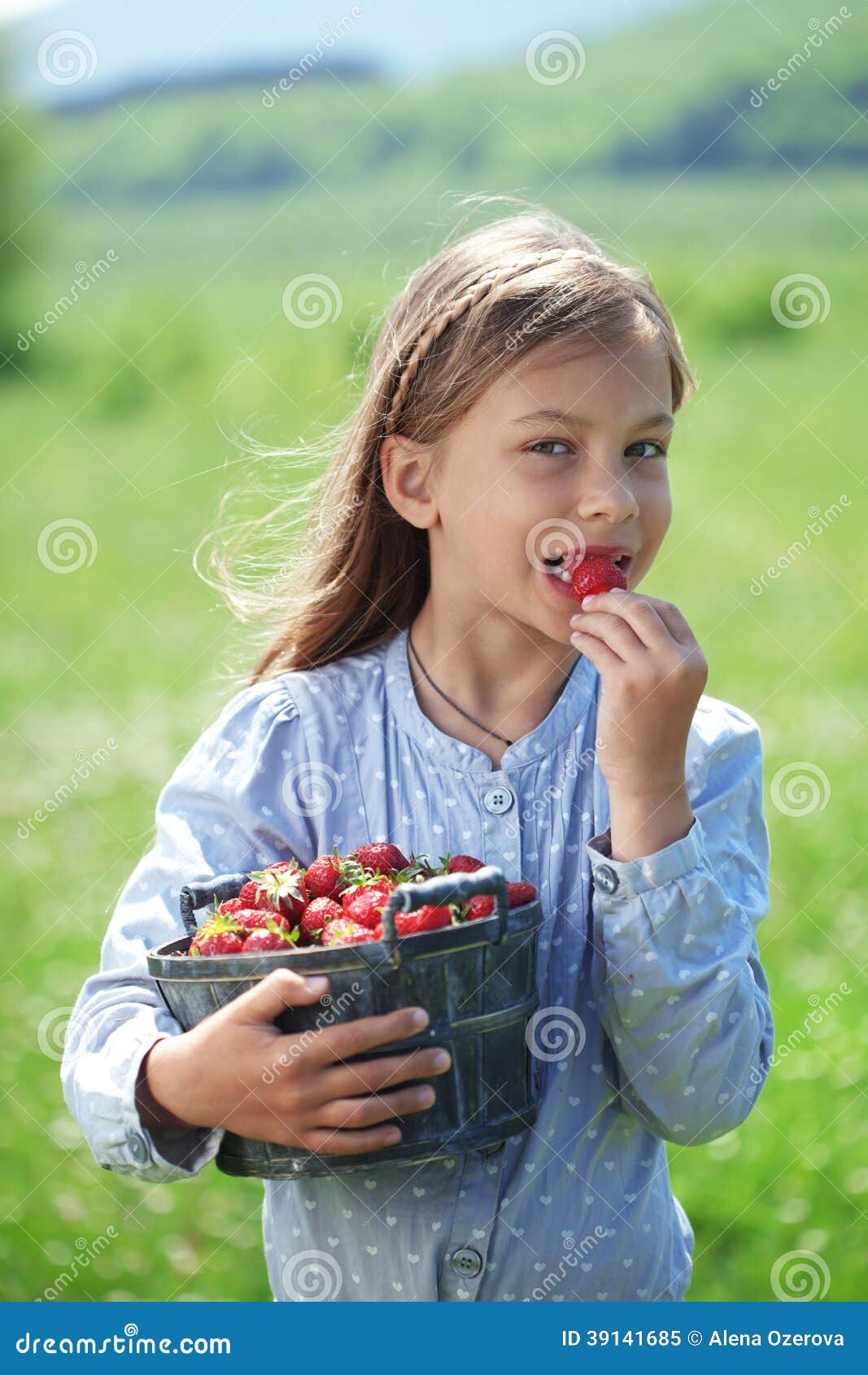 Child Eating Strawberries in a Field Stock Image - Image of berries ...