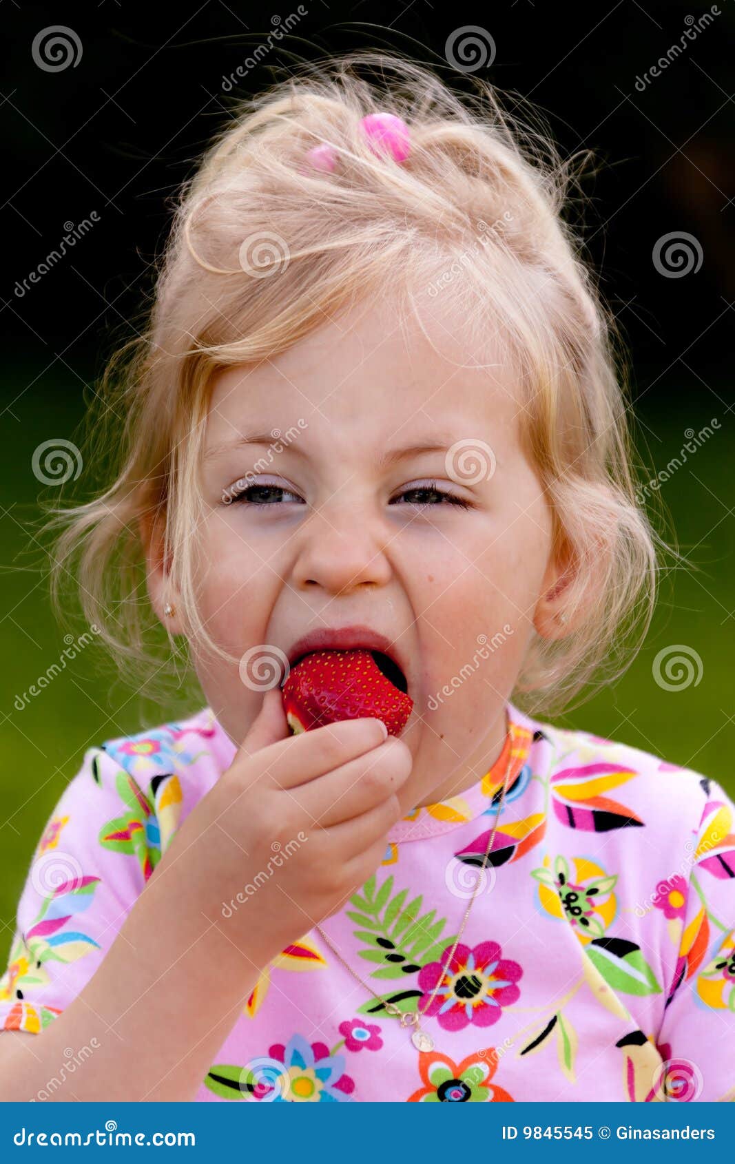 Child Eating a Strawberry in the Garden Stock Image - Image of facials ...