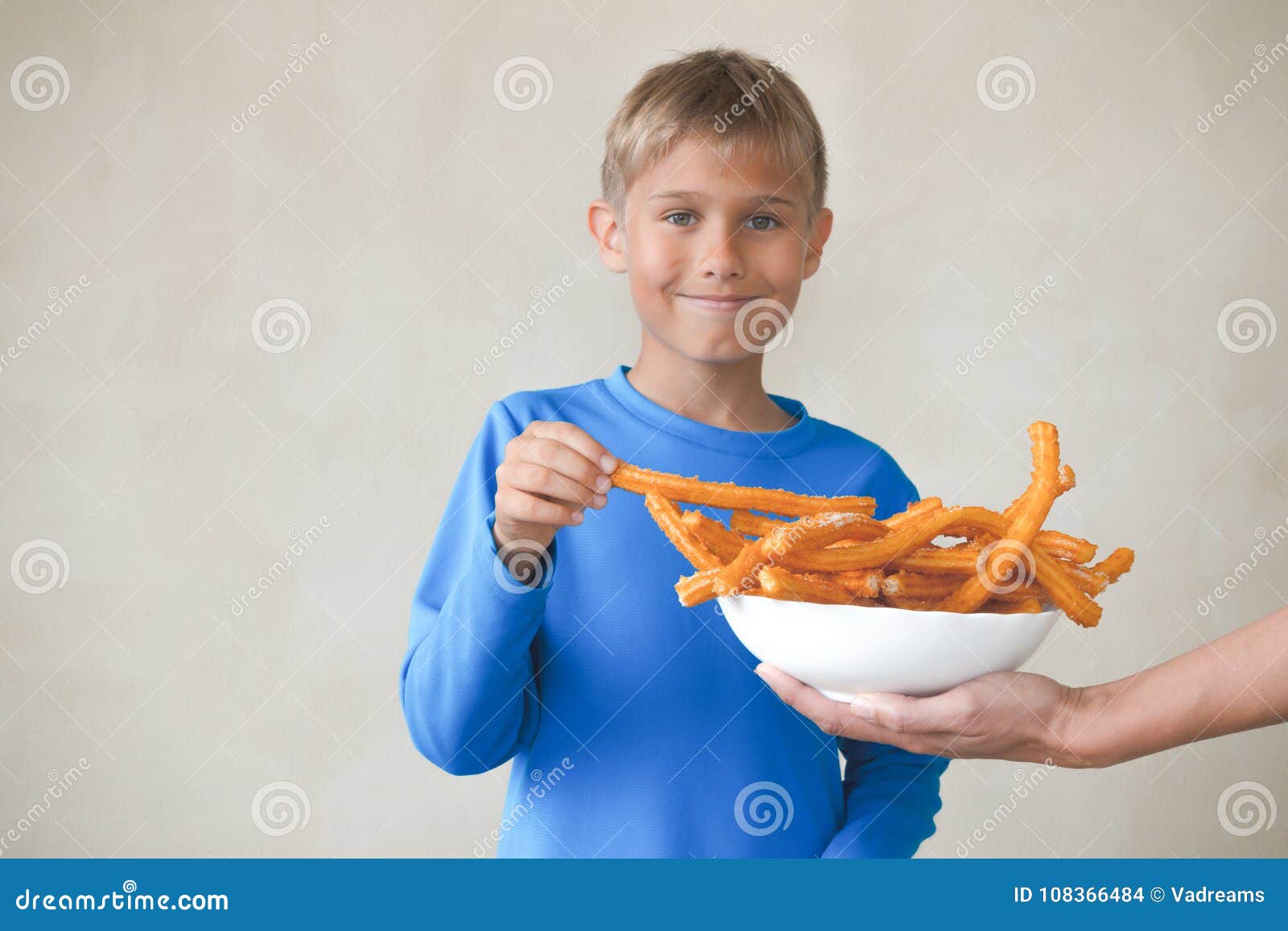 Child Eating Sweat Spanish Dessert Churros Stock Photo - Image of ...