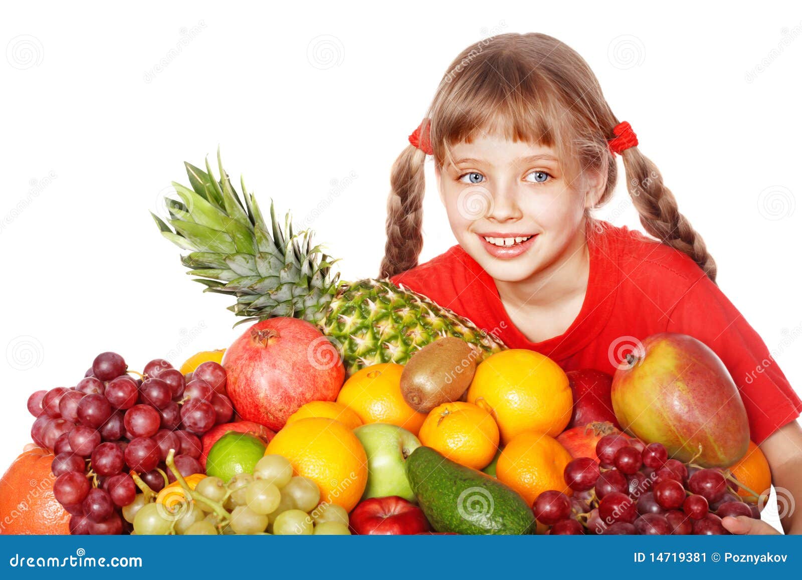 Child Eating Vegetable and Fruit. Stock Image - Image of eating, bunch ...