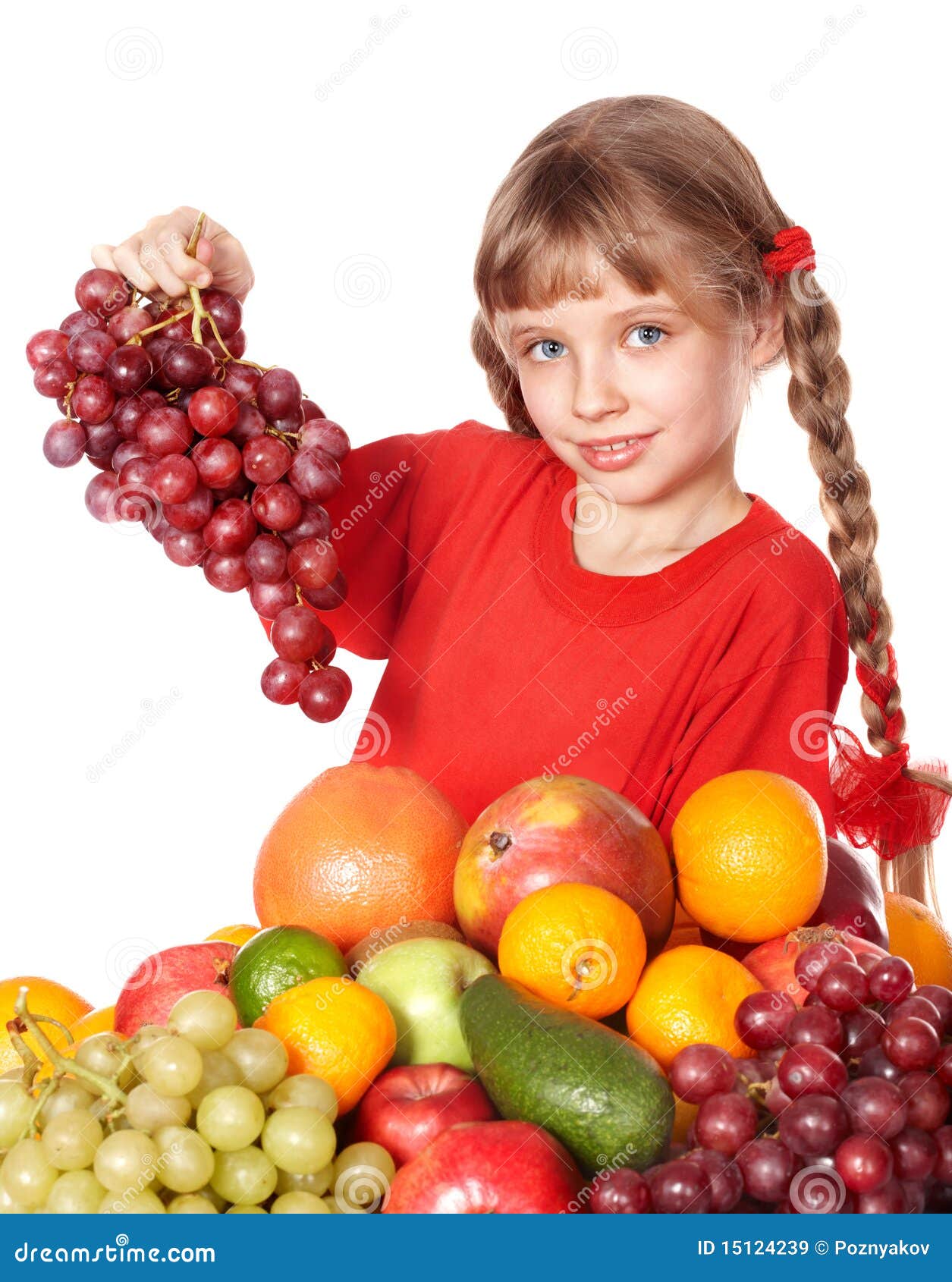 Child Eating Vegetable and Fruit. Stock Image - Image of bunch, fruit ...