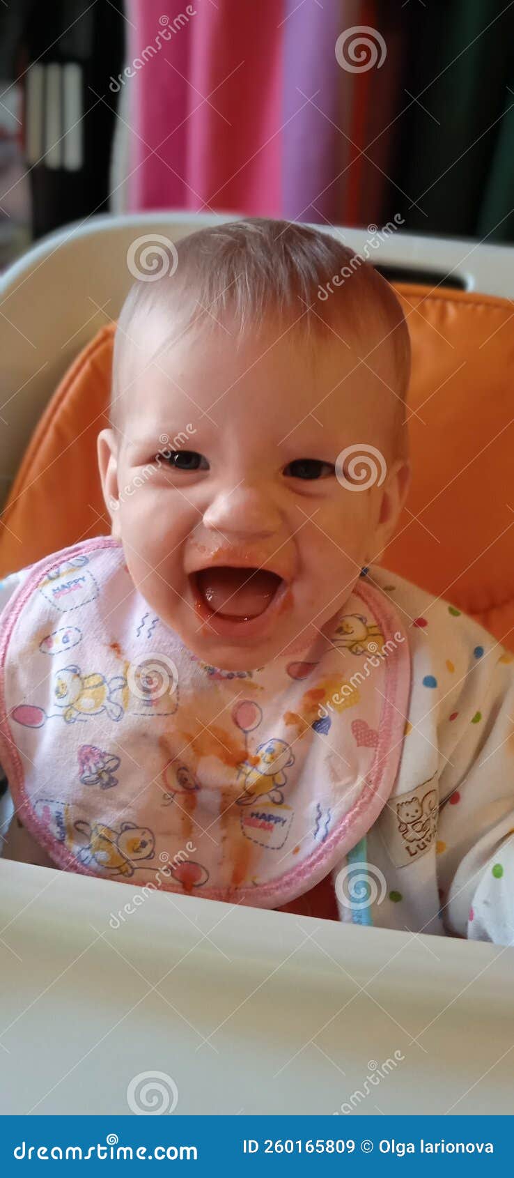 Child Eats the First Complementary Foods on His Own Stock Image - Image ...