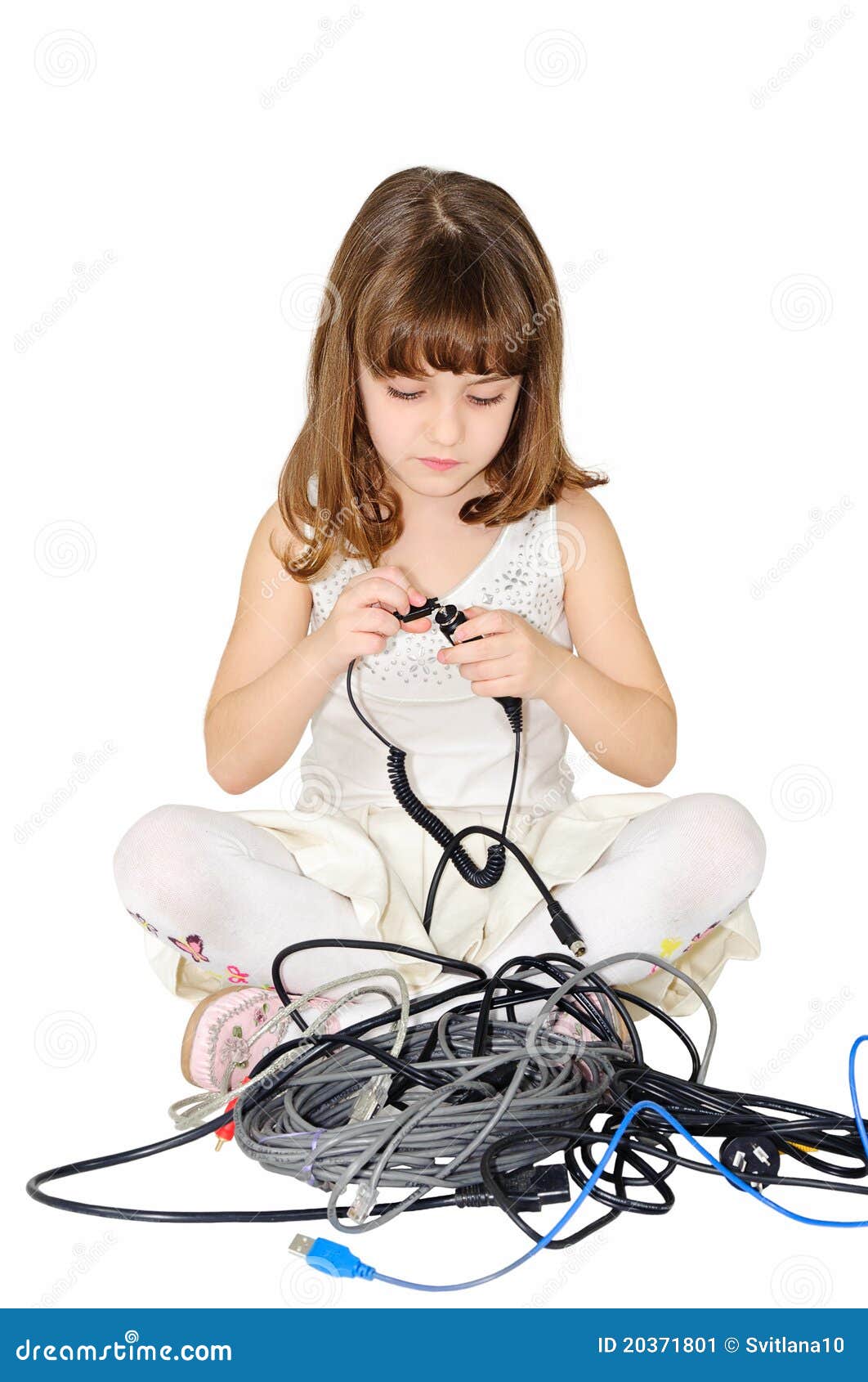 Child with a Electric Cable Stock Image - Image of hair, cable: 20371801