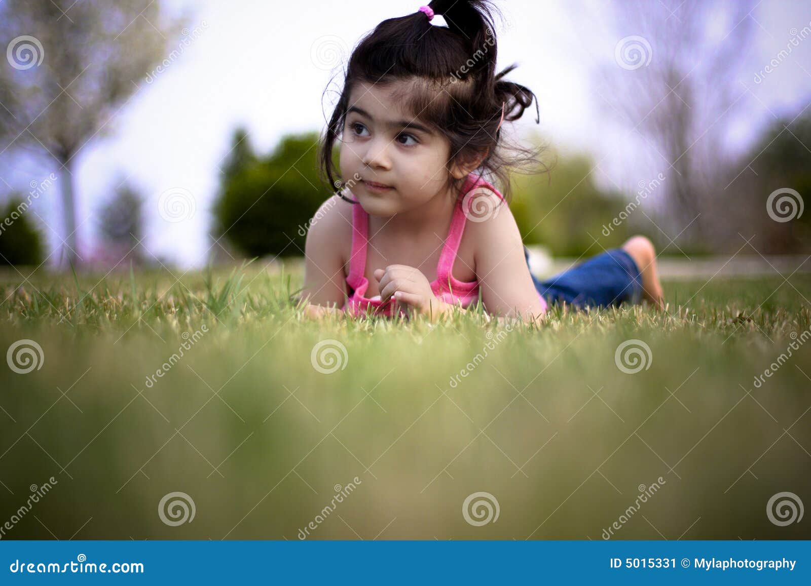 Child enjoying spring stock image. Image of grasses, butterfly - 5015331