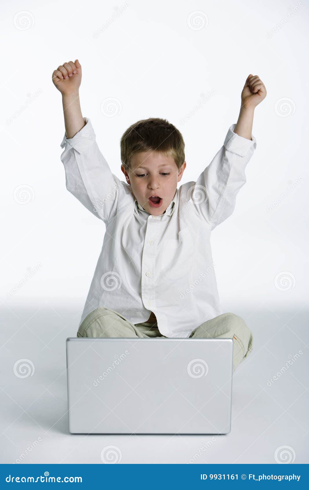 Child Excited with Laptop Computer Stock Image - Image of education ...