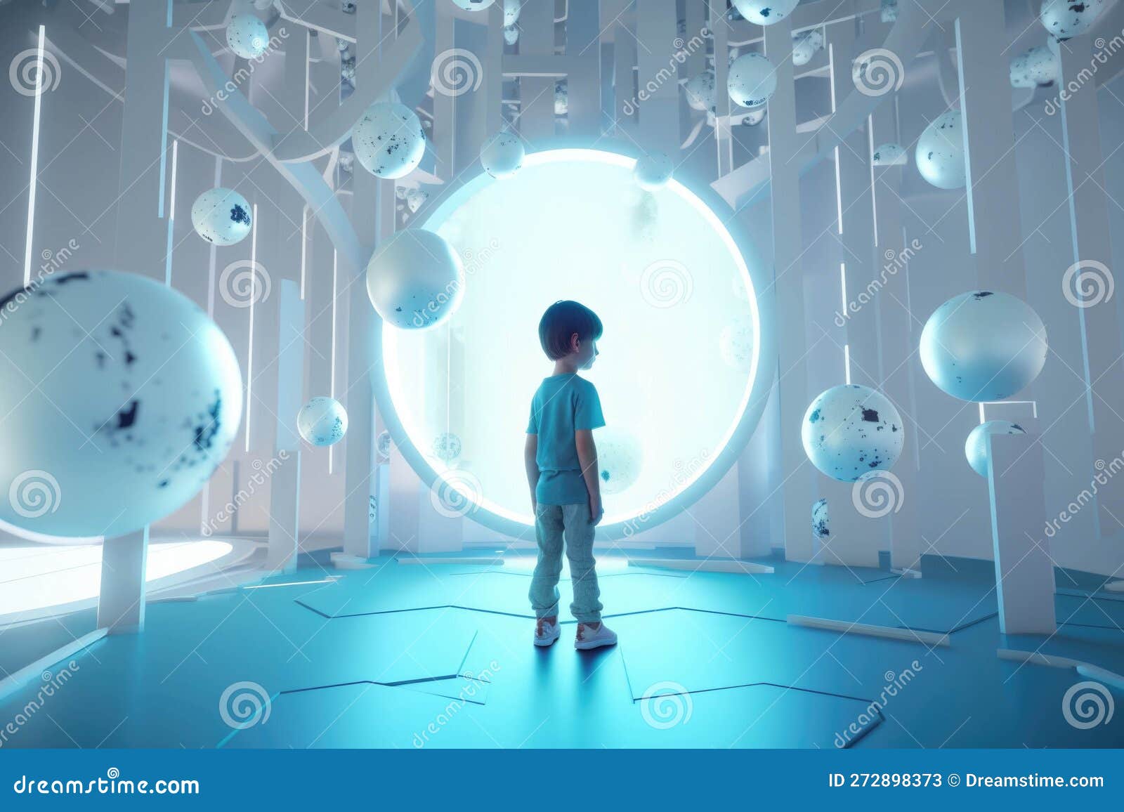 A Child Exploring a Virtual Environment As an AI Istant Offers Tips and ...