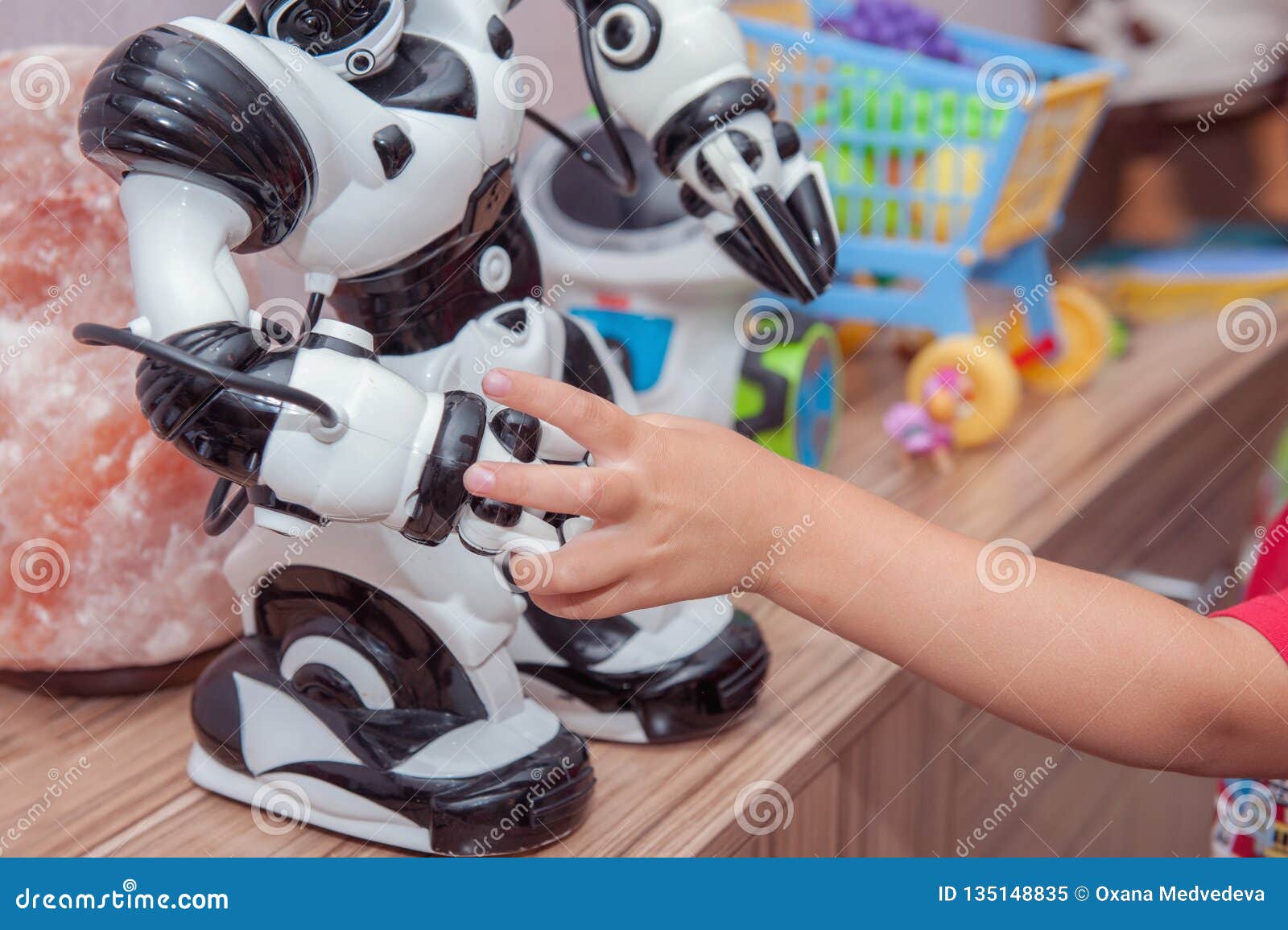 The Child Extends a Hand To the Robot. the Concept of Friendship ...