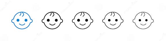 Child Face Line Icon Isolated on White Background Stock Vector ...