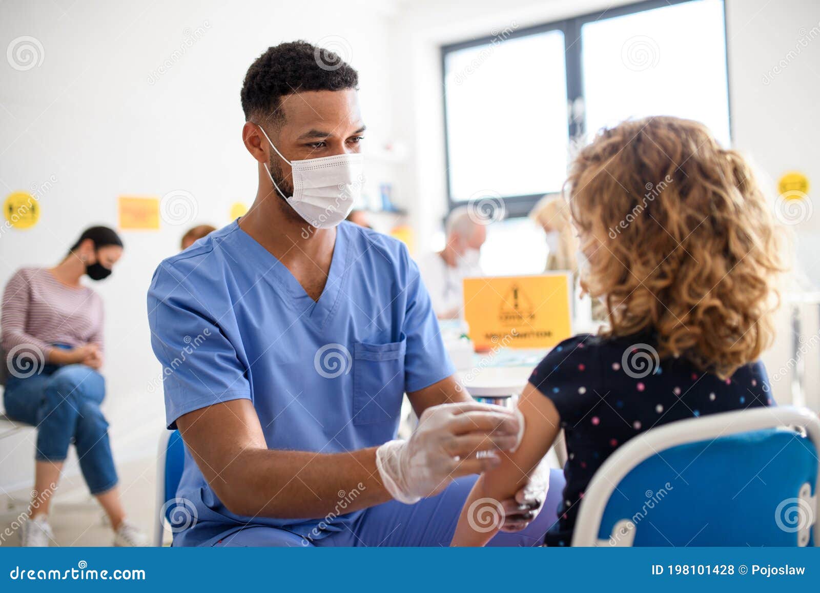 Child with Face Mask Getting Vaccinated, Coronavirus, Covid-19 and ...