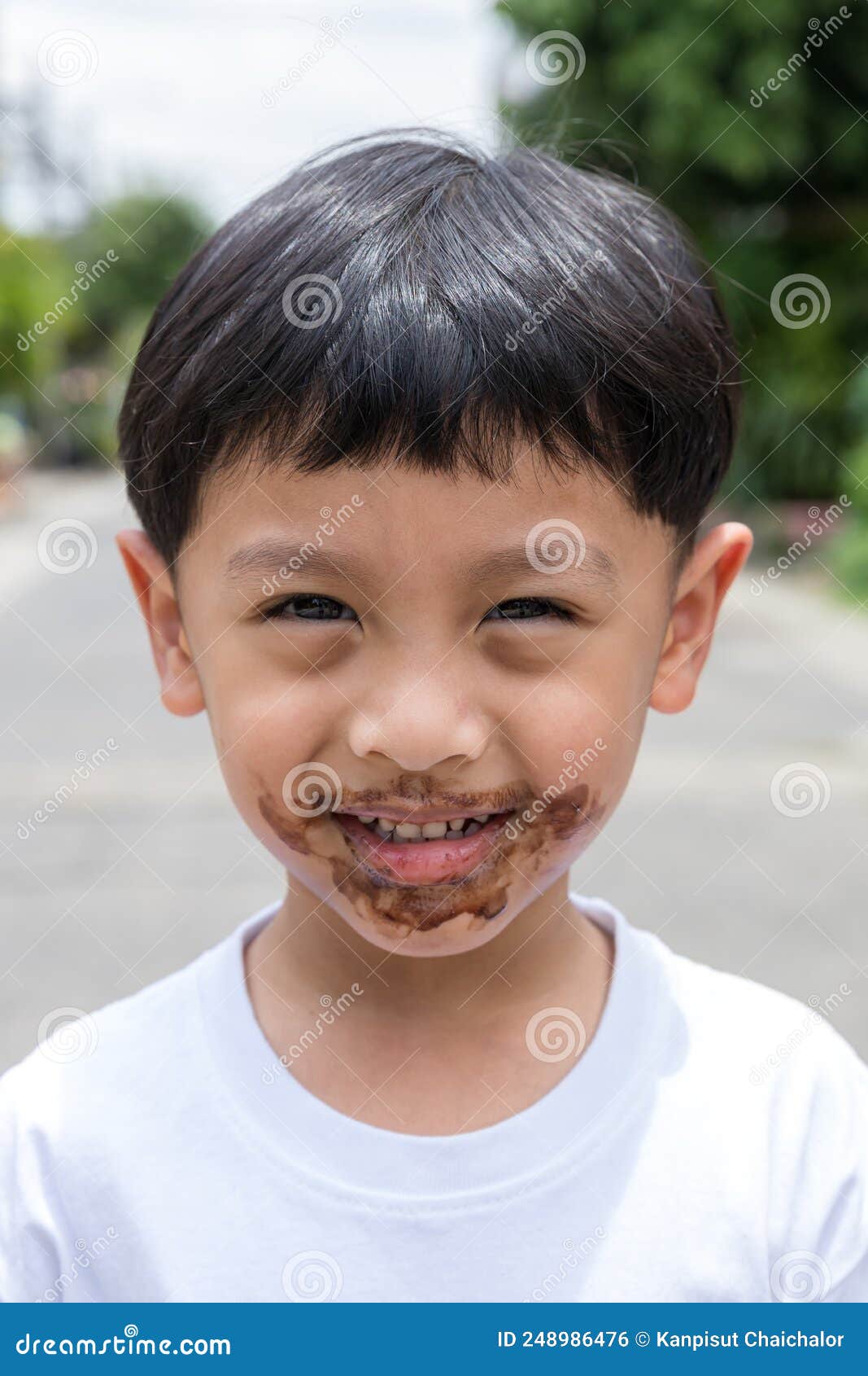 Child Face Messy and Dirty by Chocolate Ice Cream. Child with Face ...