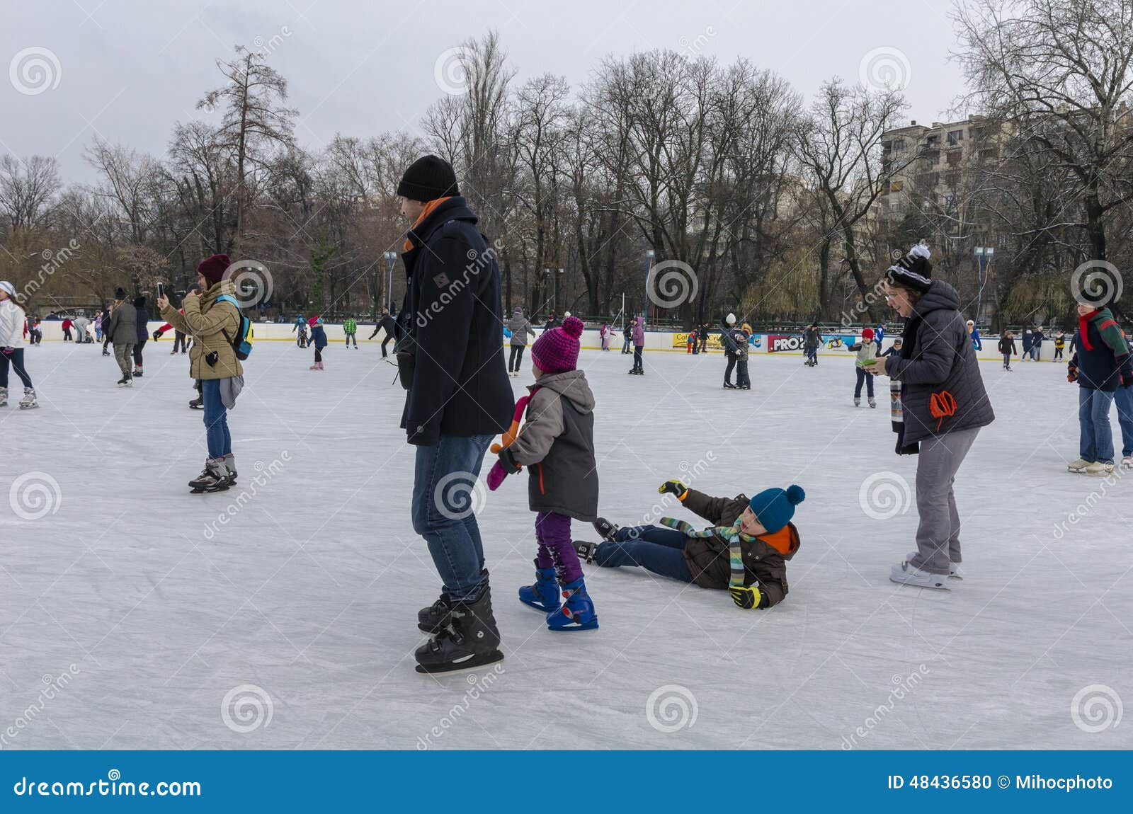 Child falling on the ice editorial image. Image of children - 48436580