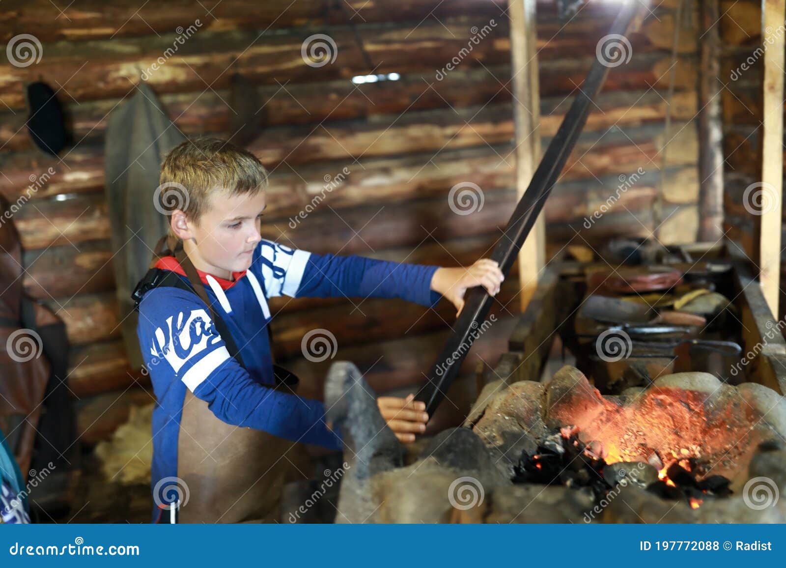Child fanning fire stock photo. Image of person, manual - 197772088