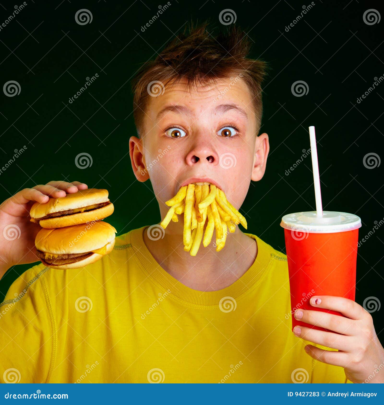 Child and fast food. stock image. Image of teenager, hamburger - 9427283