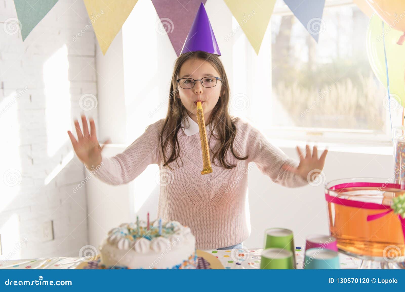 A Child Feeling Lonely at Her Party Stock Photo - Image of drink ...
