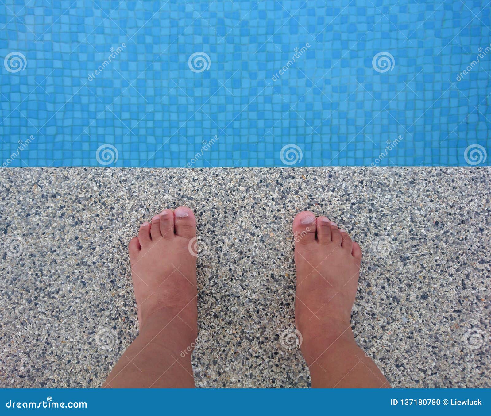 Child Feet Standing on Swimming Pool Stock Photo - Image of edge ...