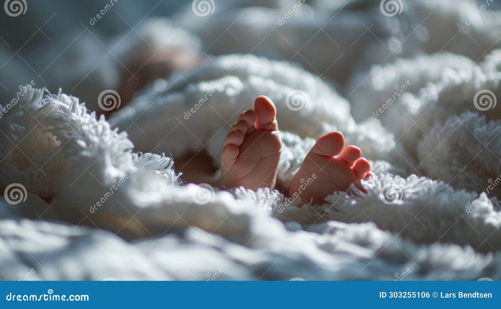 Child Feet Under White Blanket - AI Generated Stock Illustration ...