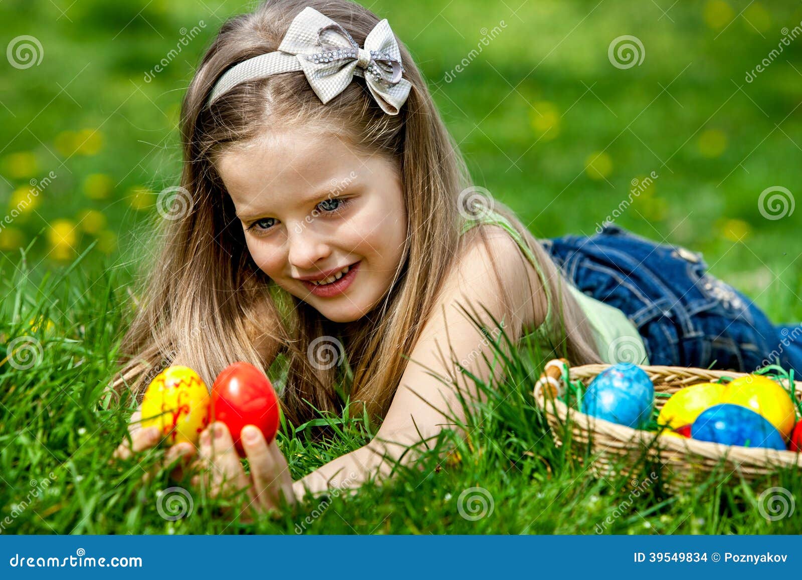 Child Find Easter Egg Outdoor. Stock Photo - Image of seasonal, smiling ...