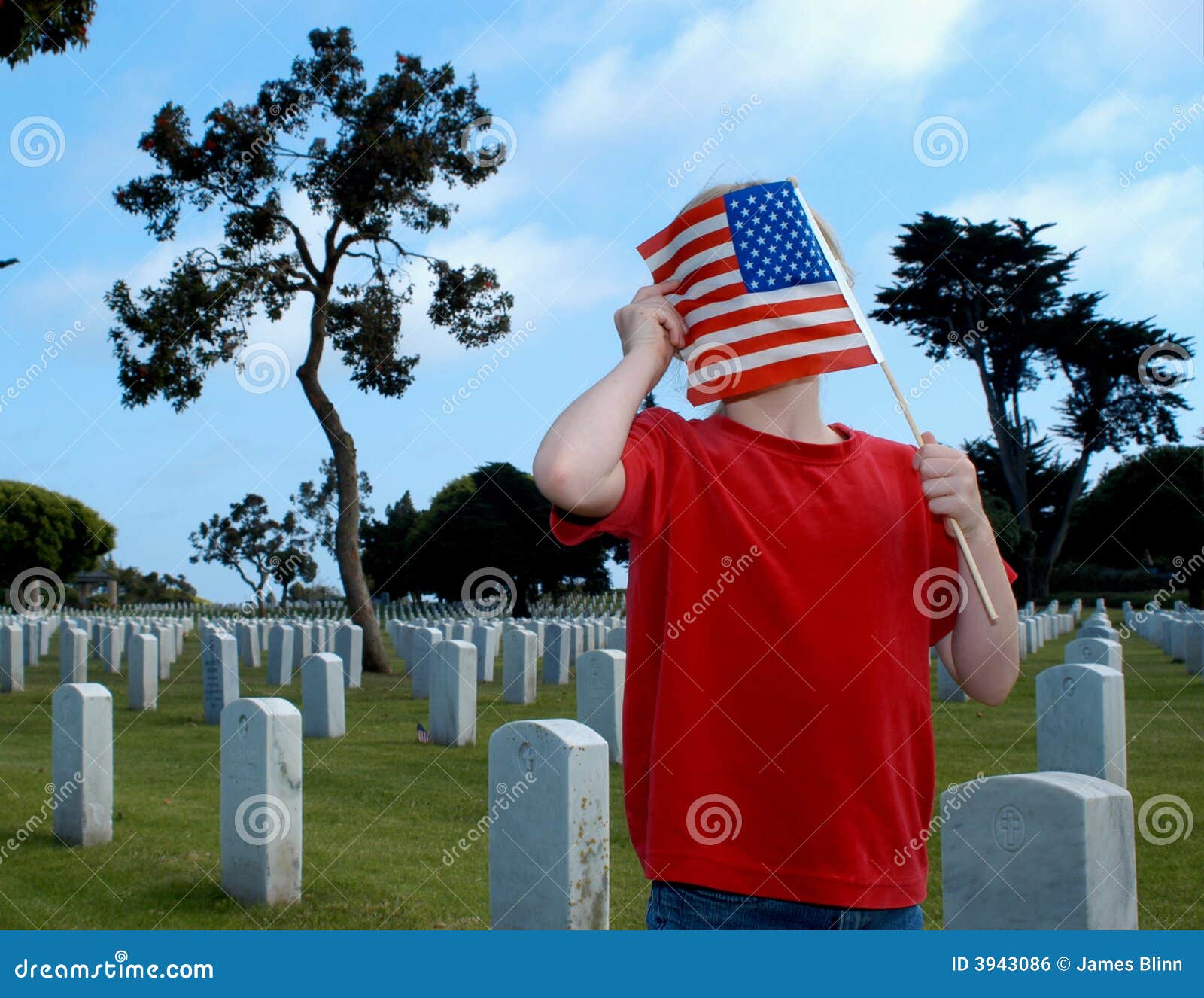 Child with Flag in Cemetery Stock Photo - Image of child, religion: 3943086