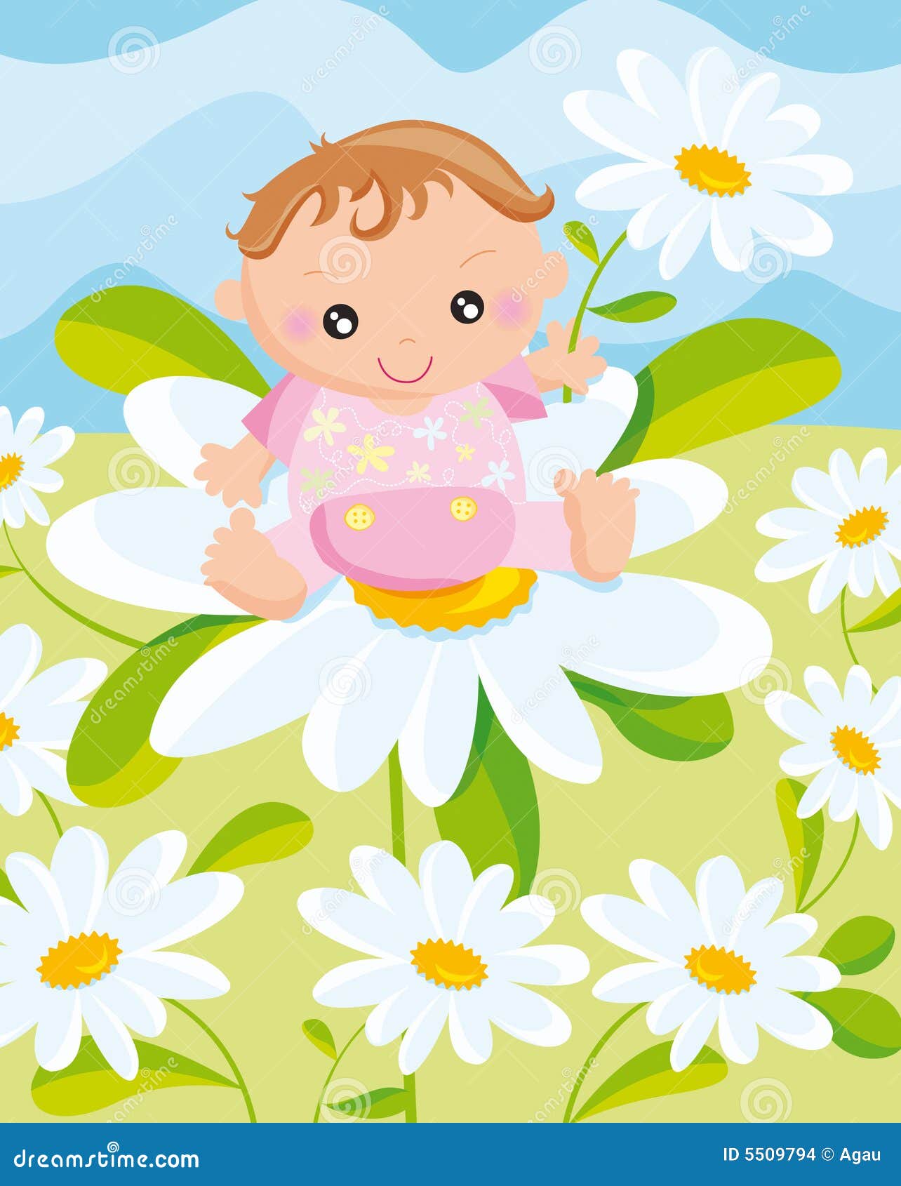 Child with a flower stock vector. Illustration of flower - 5509794