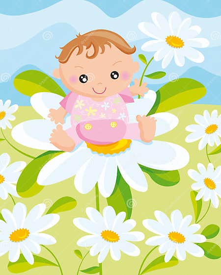 Child with a flower stock vector. Illustration of flower - 5509794