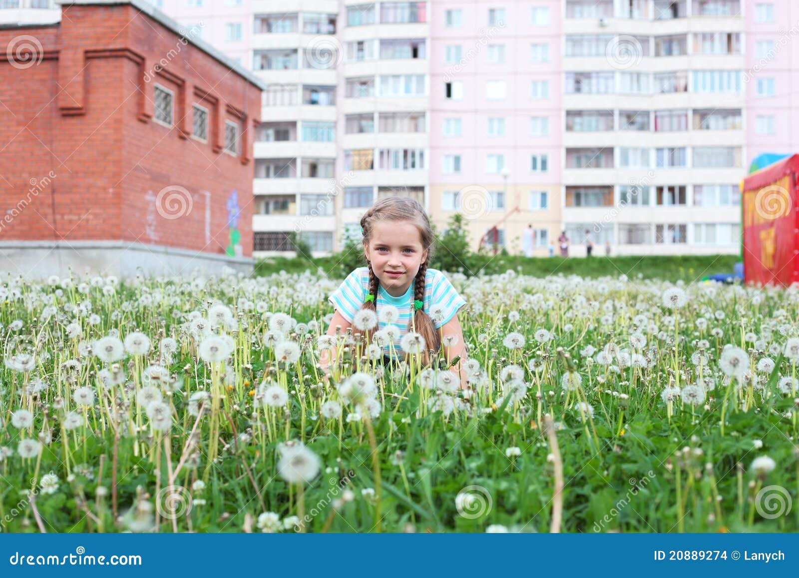 Child in the flowers stock photo. Image of cute, dreaming - 20889274