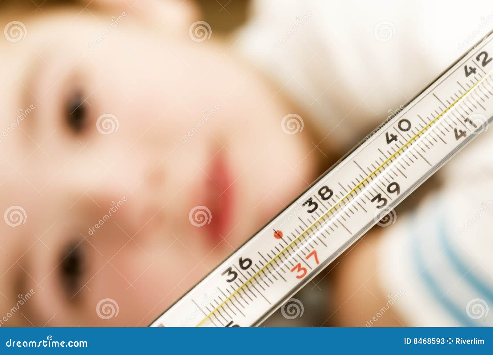 Child with flu and fever stock image. Image of unwell - 8468593