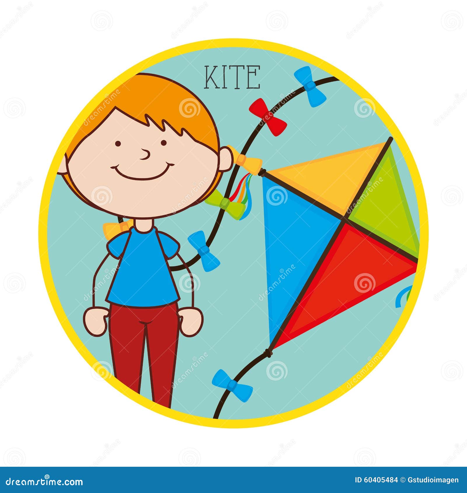 Child flying kite stock vector. Illustration of happy - 60405484