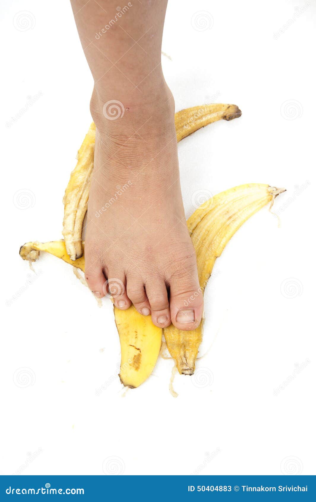 Child Foot Step on Banana Shell Stock Image - Image of ripe, yellow ...