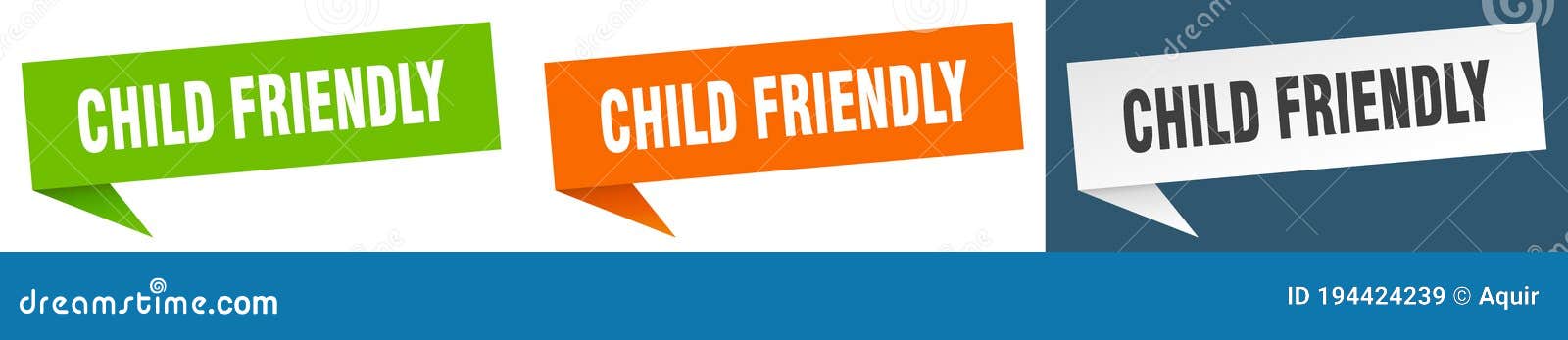 Child Friendly Banner. Child Friendly Speech Bubble Label Set Stock ...