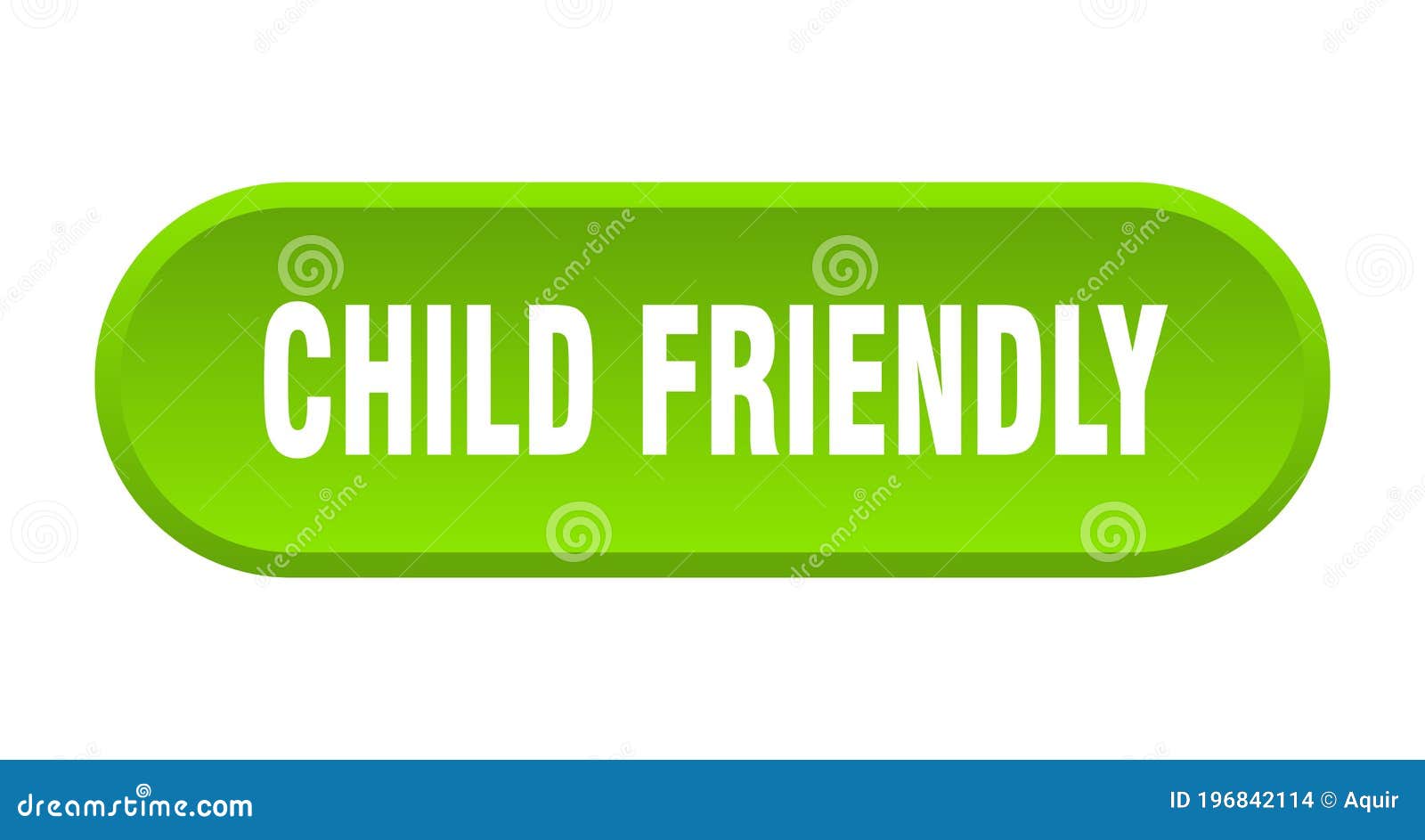 Child Friendly Button. Rounded Sign on White Background Stock Vector ...
