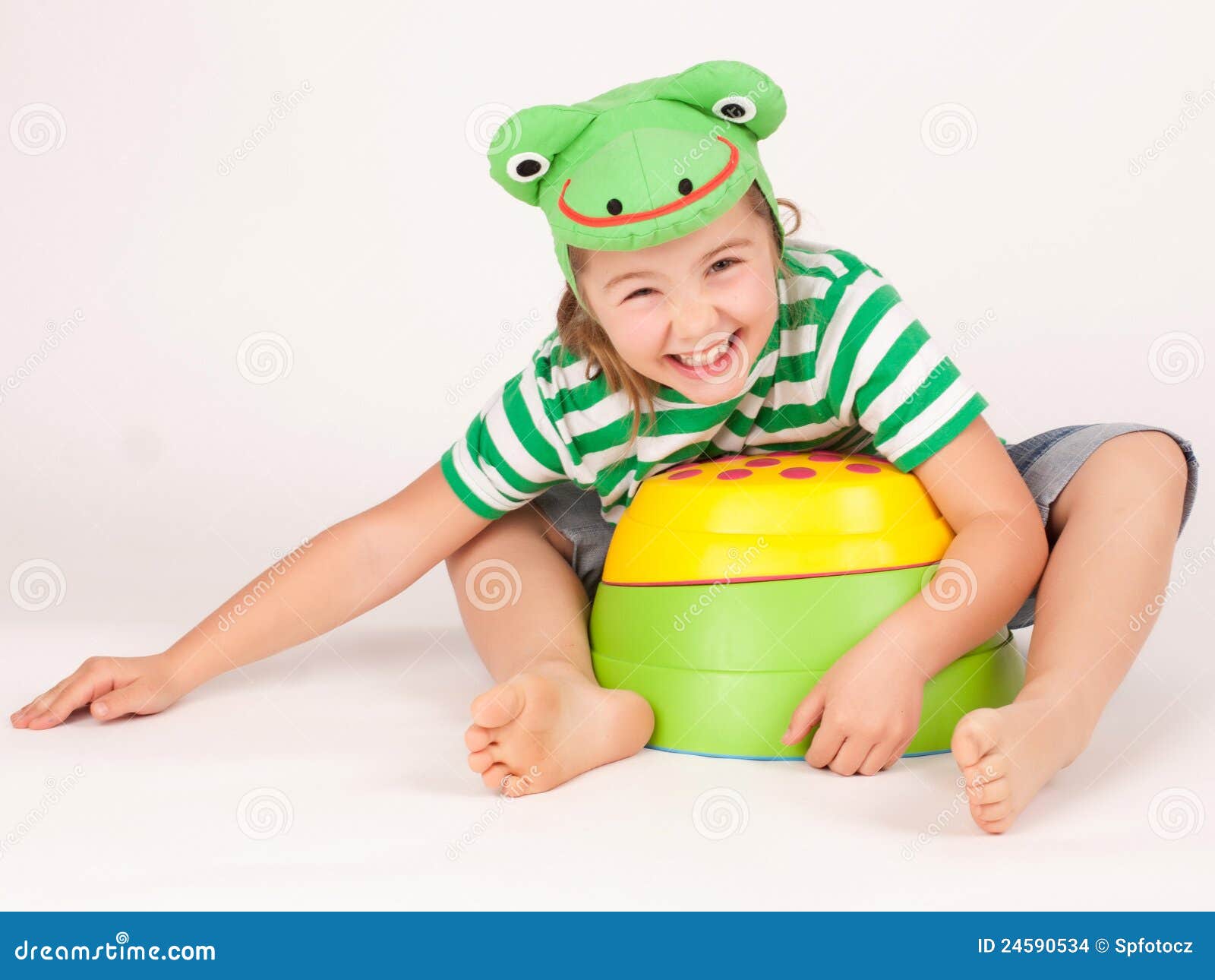 Child frog stock photo. Image of girl, smiling, stripped - 24590534