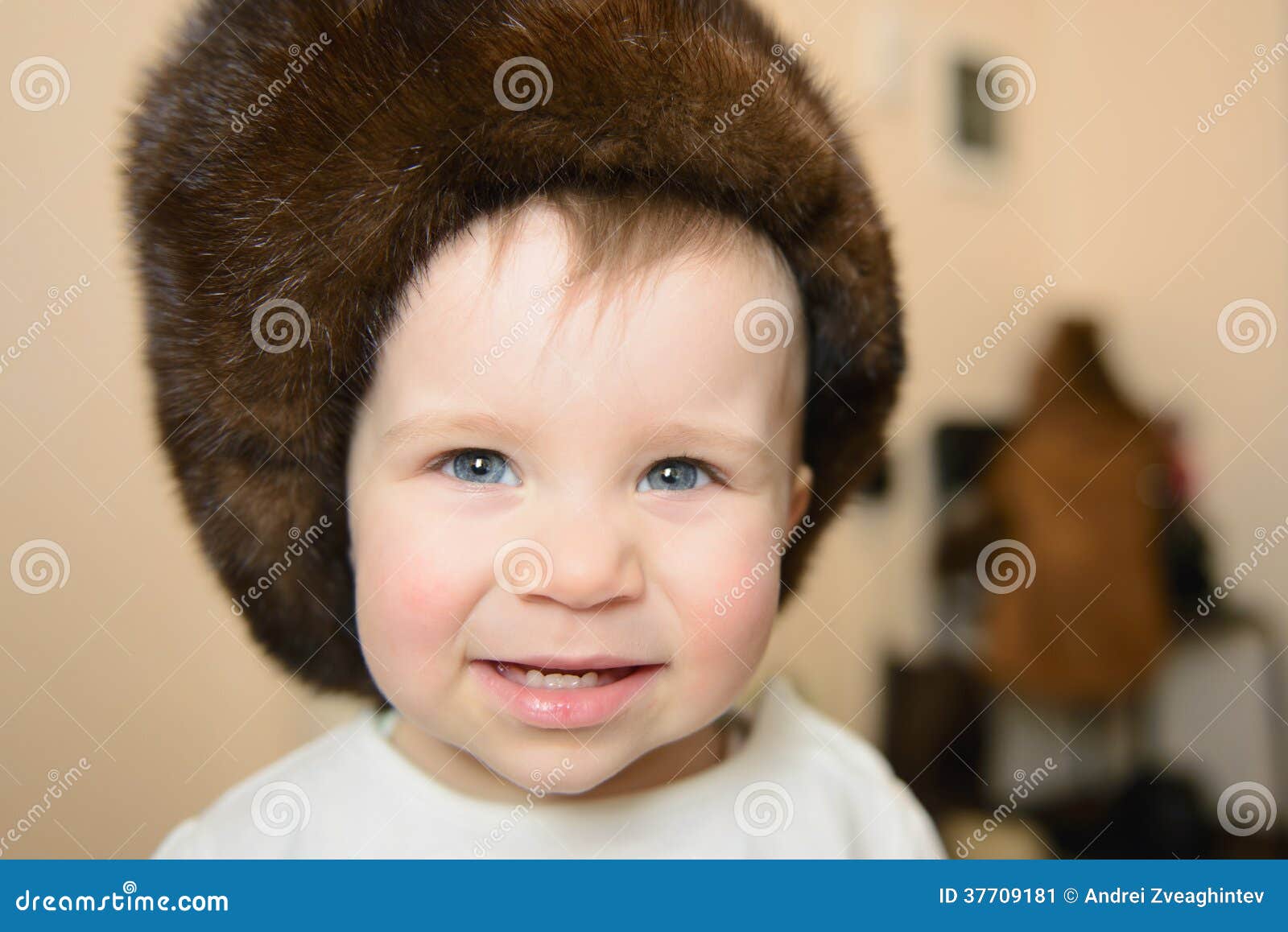 Child in Fur Cap stock image. Image of cute, color, child - 37709181