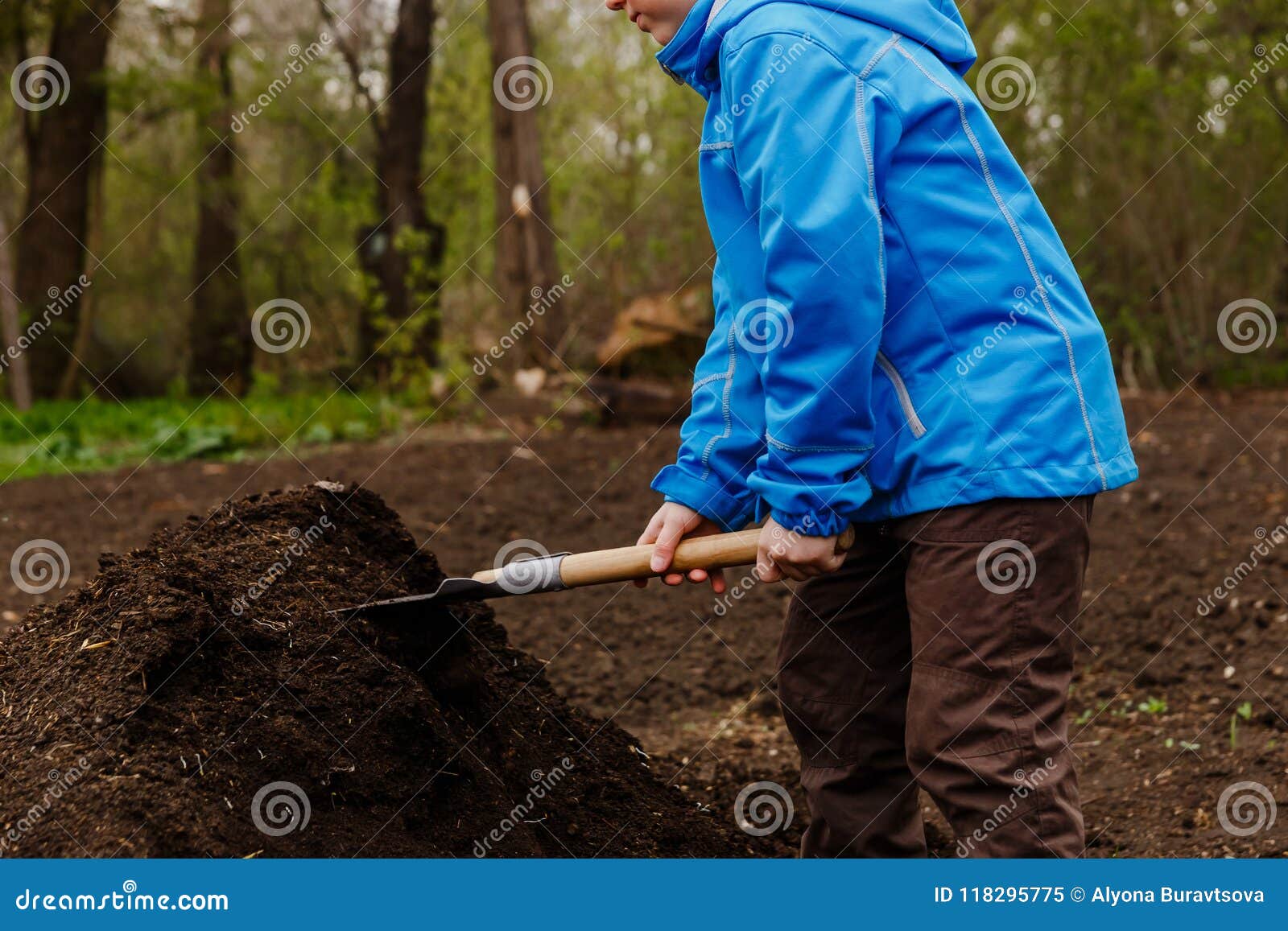 Child is Gaining Ground with a Shovel Stock Image - Image of dirt ...