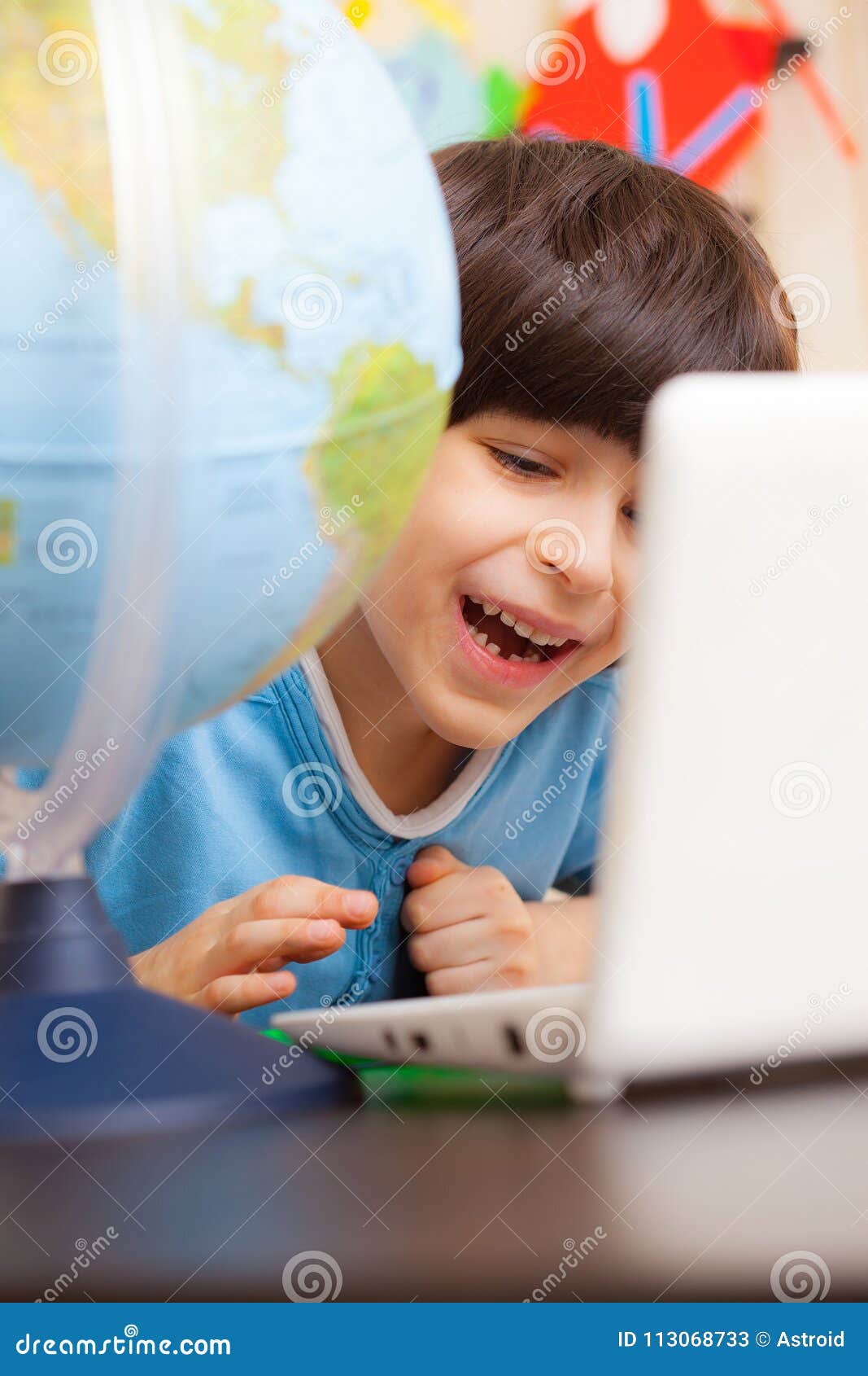 Child on a Geography Lesson Stock Image - Image of male, looking: 113068733