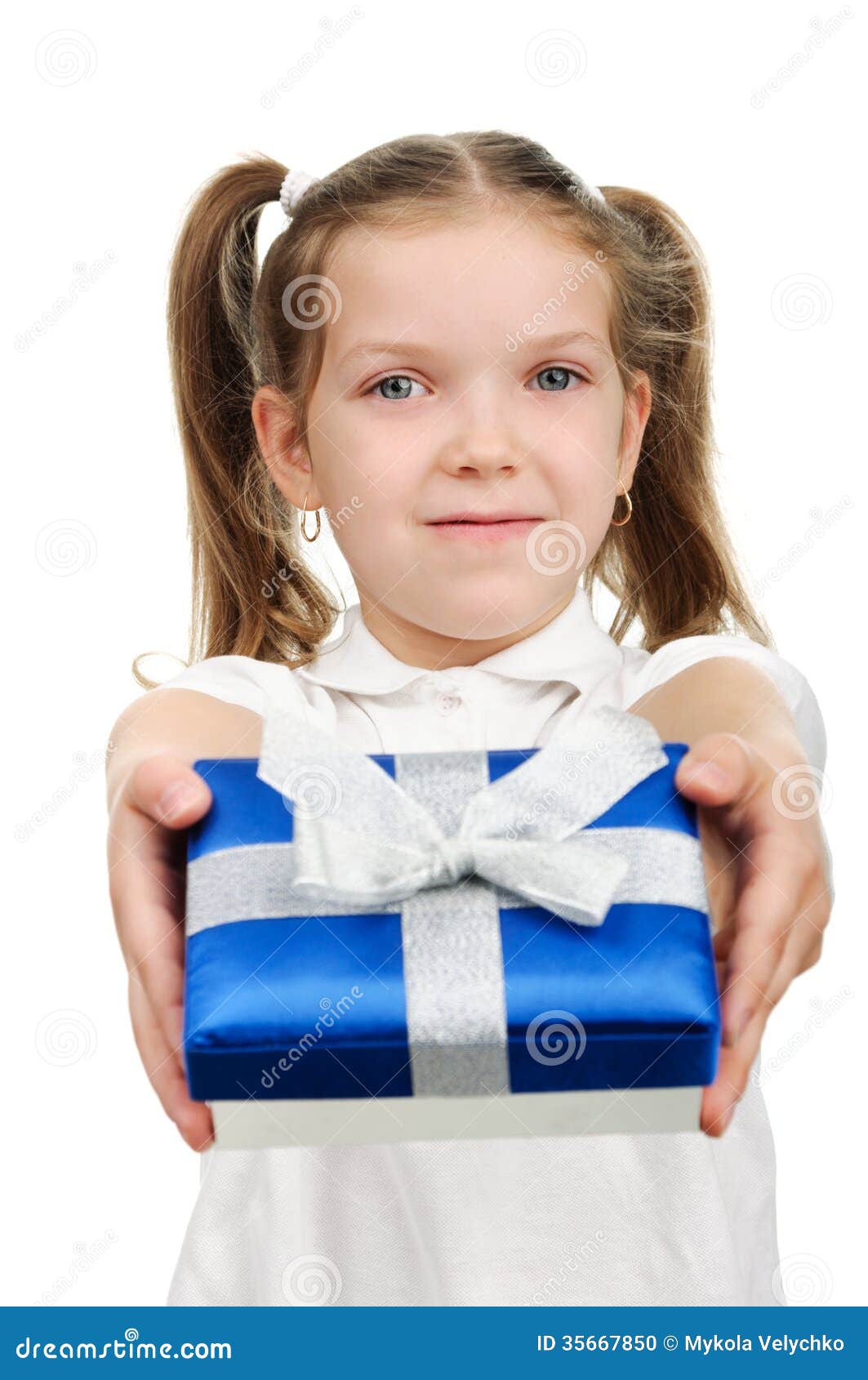 Child with a gift box stock photo. Image of elementary - 35667850
