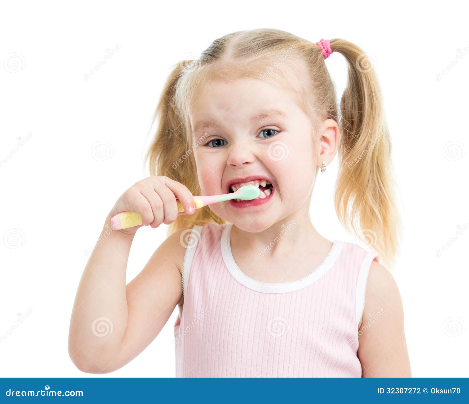 Child Girl Brushing Teeth Isolated Stock Photo - Image of healthy, baby ...