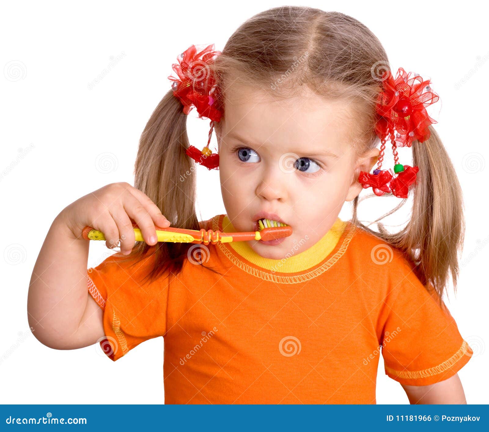 Child Girl Clean Brush Teeth. Stock Photo - Image of style, hair: 11181966