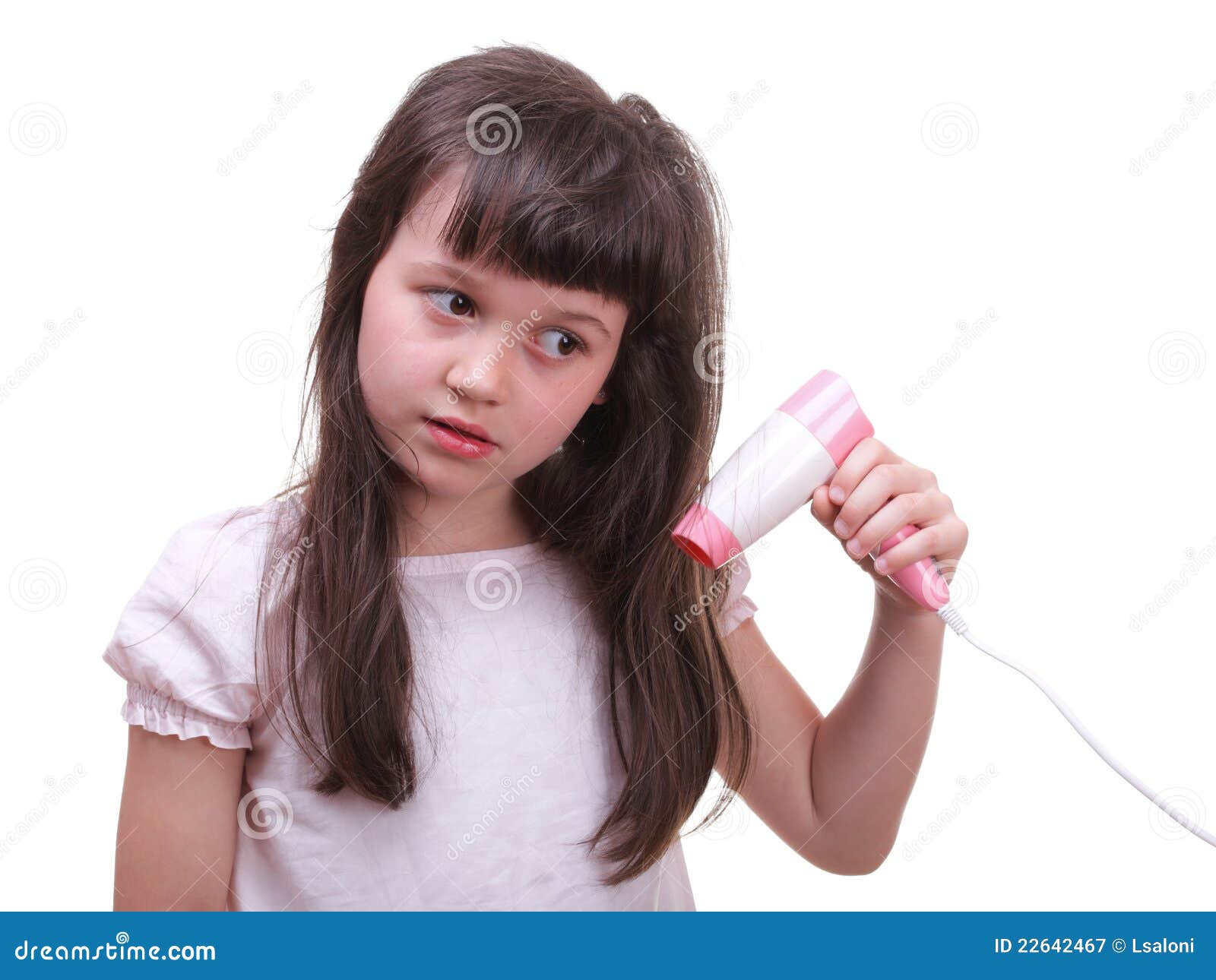 Child girl drying hair stock image. Image of isolated - 22642467