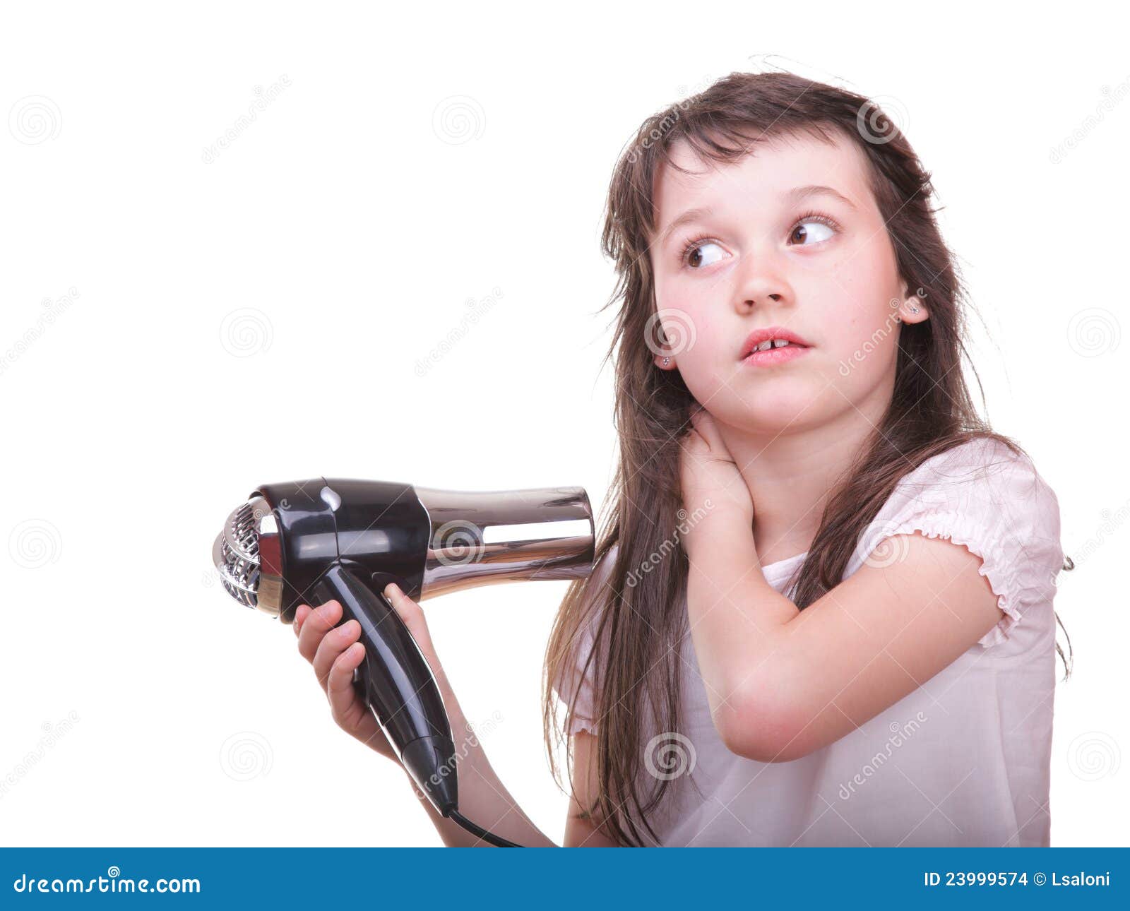 Child girl drying hair stock photo. Image of attractive - 23999574