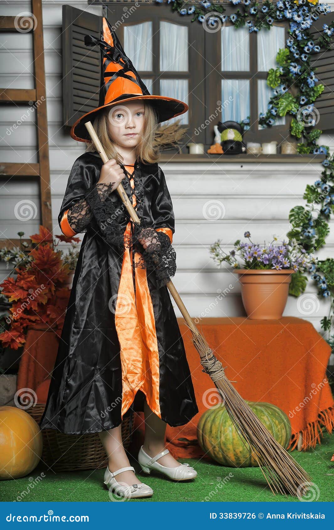 Child girl Halloween witch stock photo. Image of blond - 33839726