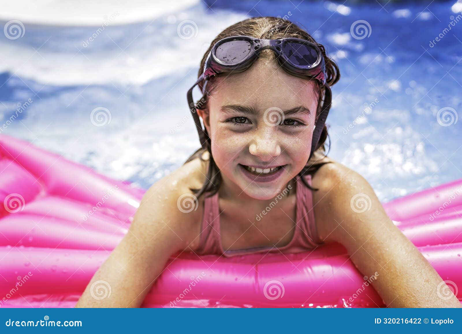 Child Girl Having Fun in Pool on the Summer Time Stock Photo - Image of ...